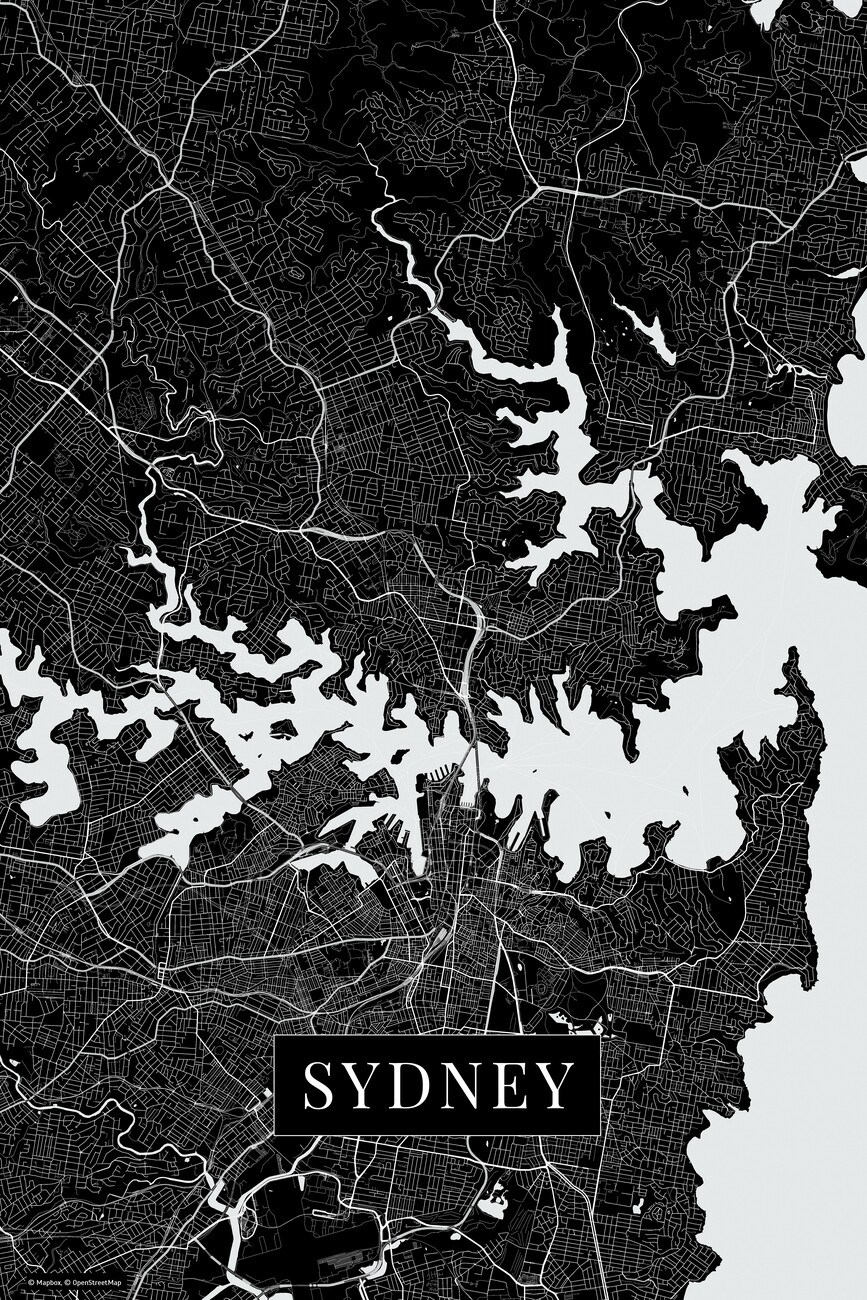 Mapa De Sydney En Blanco Y Negro
