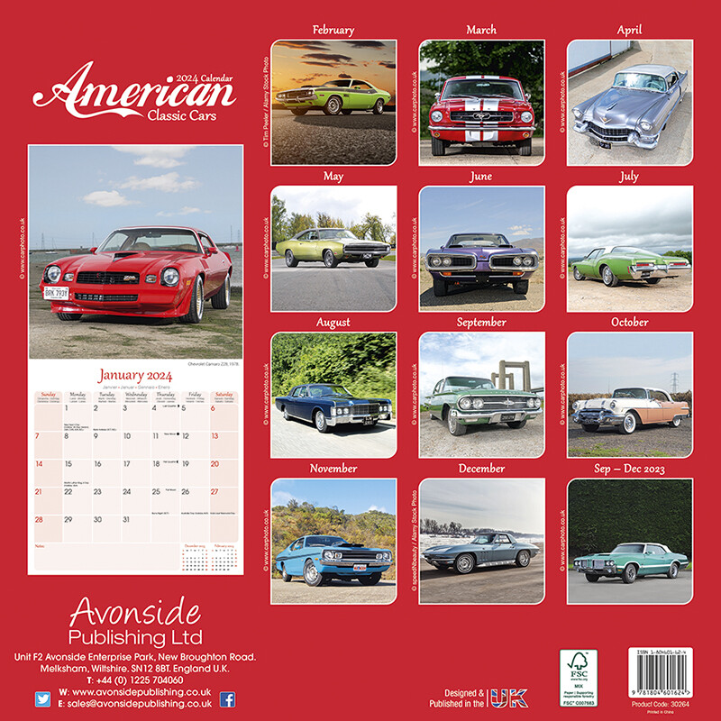 American Muscle Car Calendar Marketing Classic Car Calendars (2026)