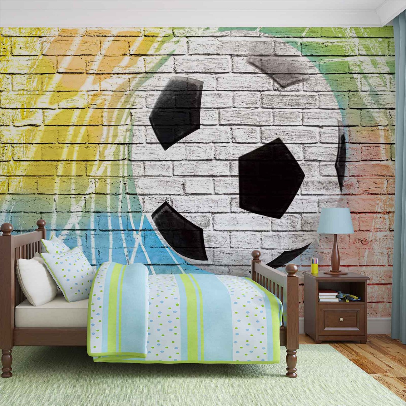 Football Wall Bricks Fototapet, Tapet på EuroPosters.se