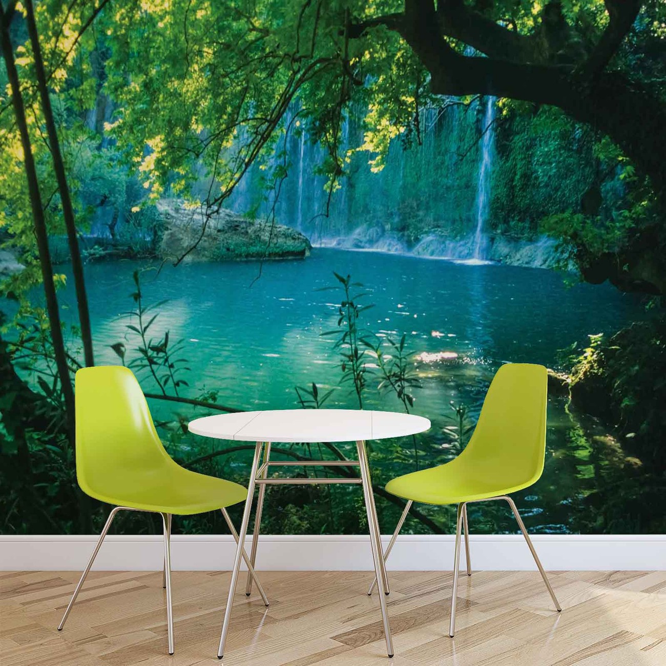 Tropical Waterfall Lagoon Forest Fototapet | Kjøp hos Europosters