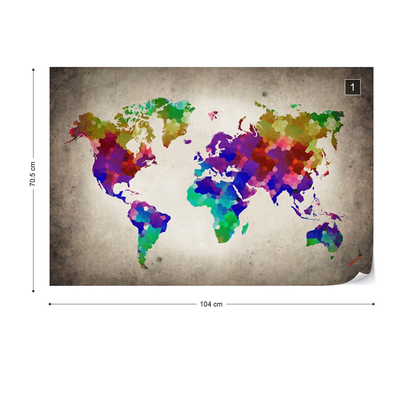 Watercolour World Map Fototapet, Tapet på Europosters.dk