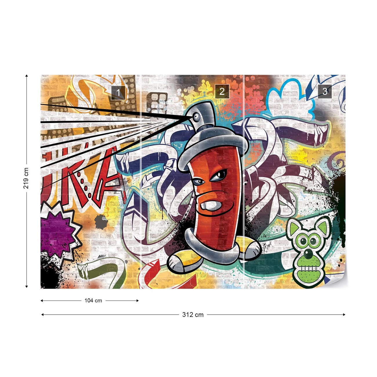 Graffiti Street Art Red Fototapet, Tapet på Europosters.dk