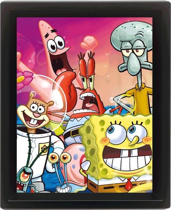 SPONGEBOB - group Poster en 3D avec Cadre | Acheter-le sur Europosters.fr