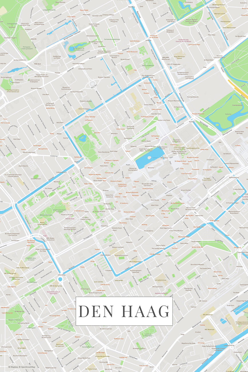 Kaart Den Haag color ǀ Alle stadskaarten en wereldkaarten aan de muur ...