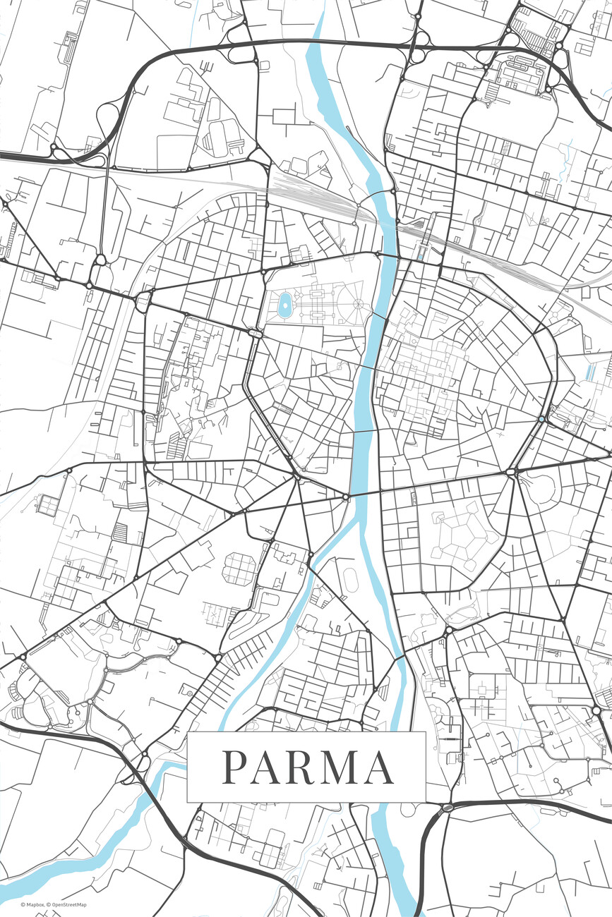 Cartina Parma white ǀ Cartine di città e mappe del mondo sul murro ...