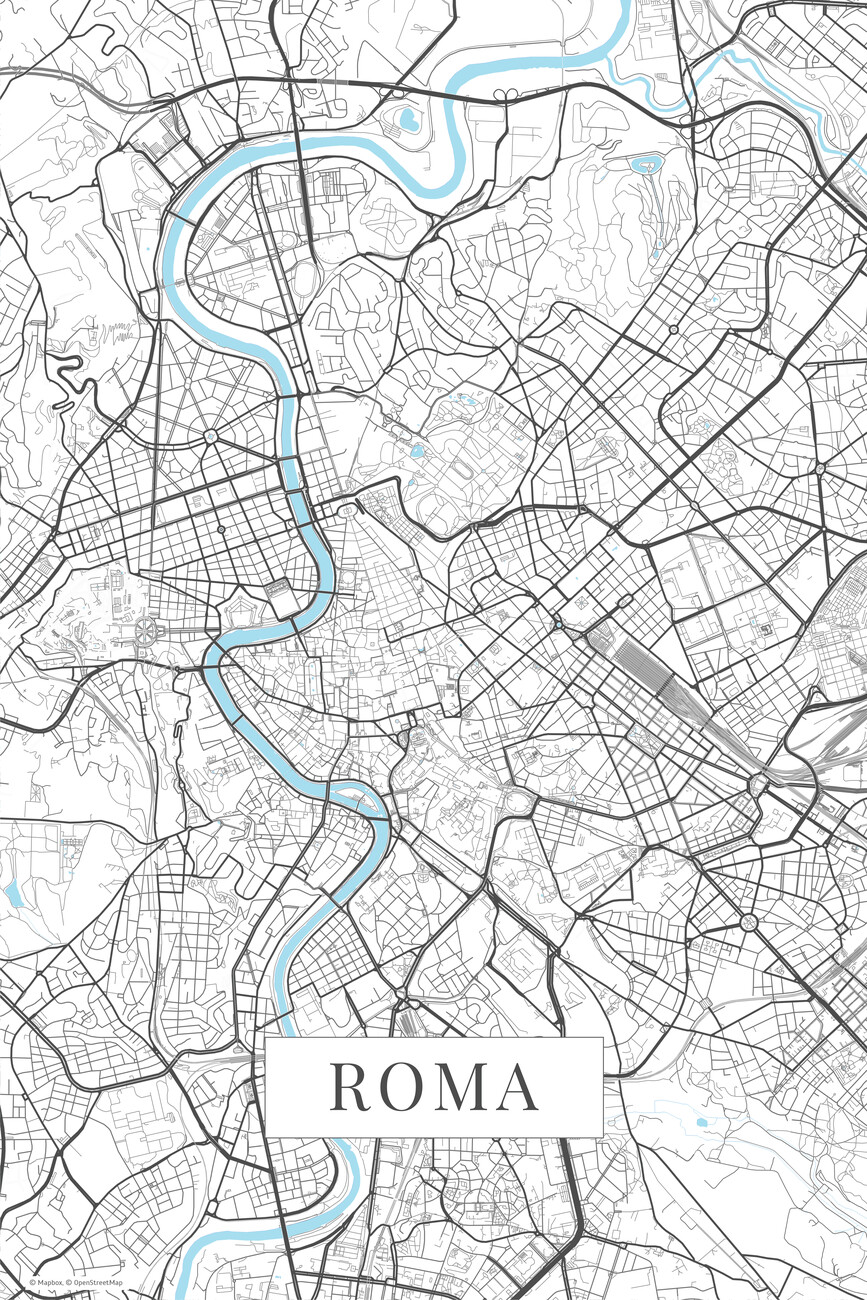 Mapa Roma white ǀ Mapas de ciudades y mapas mundiales para tu pared ...