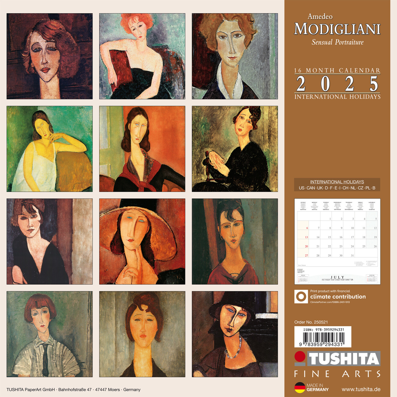 Amedeo Modigliani - Sensual Portraits - Calendarios de pared 2025 ...
