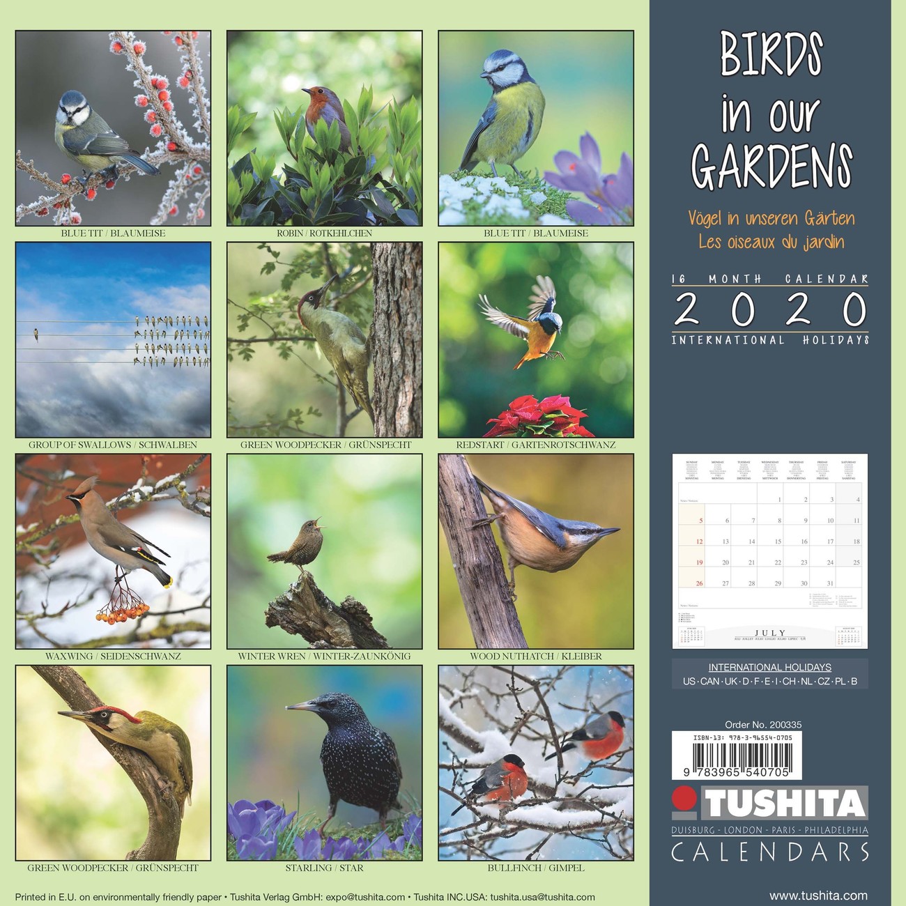 Birds in our Garden - Calendarios de pared 2020 | Consíguelos en Posters.es