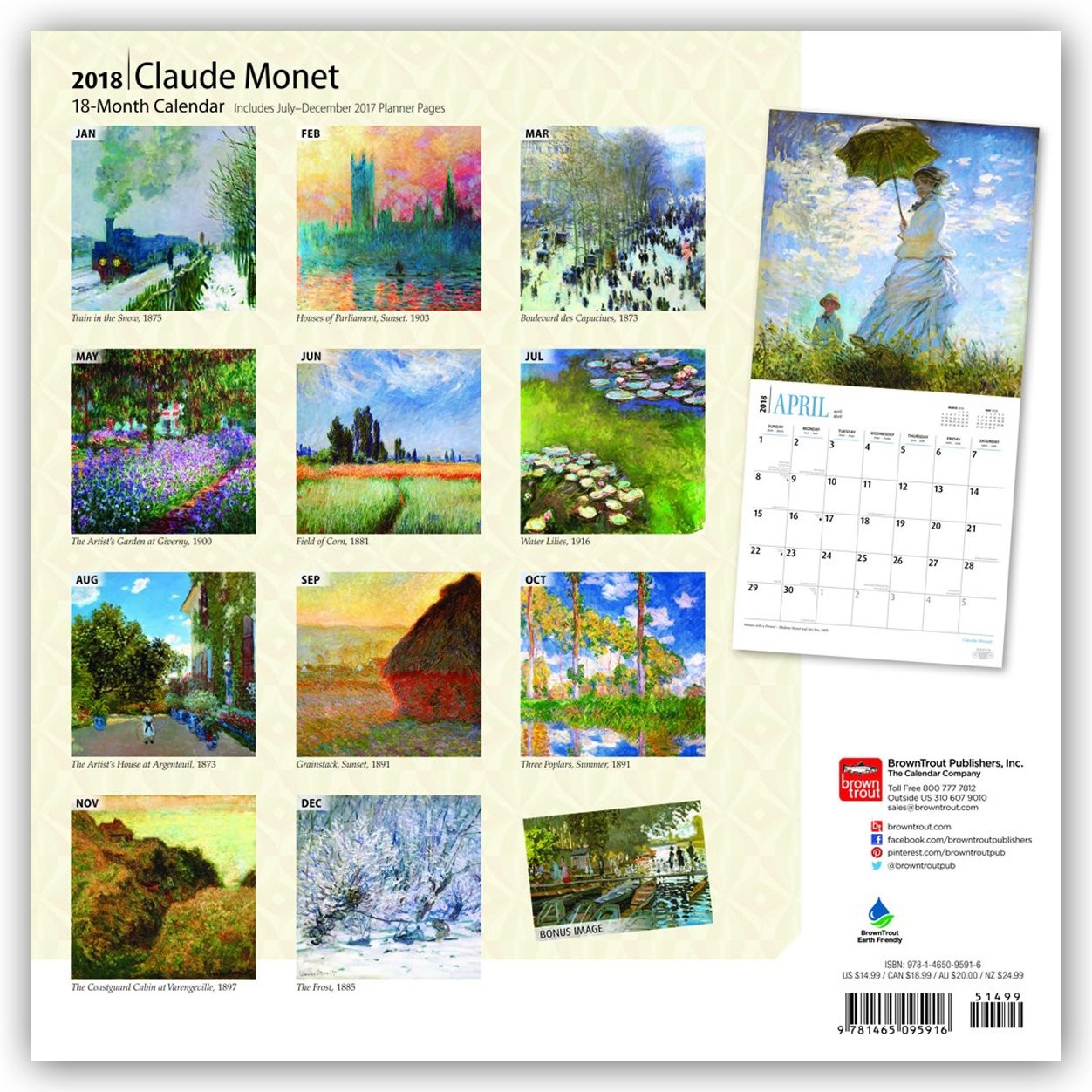 Claude Monet - Calendarios de pared 2018 | Consíguelos en Posters.es