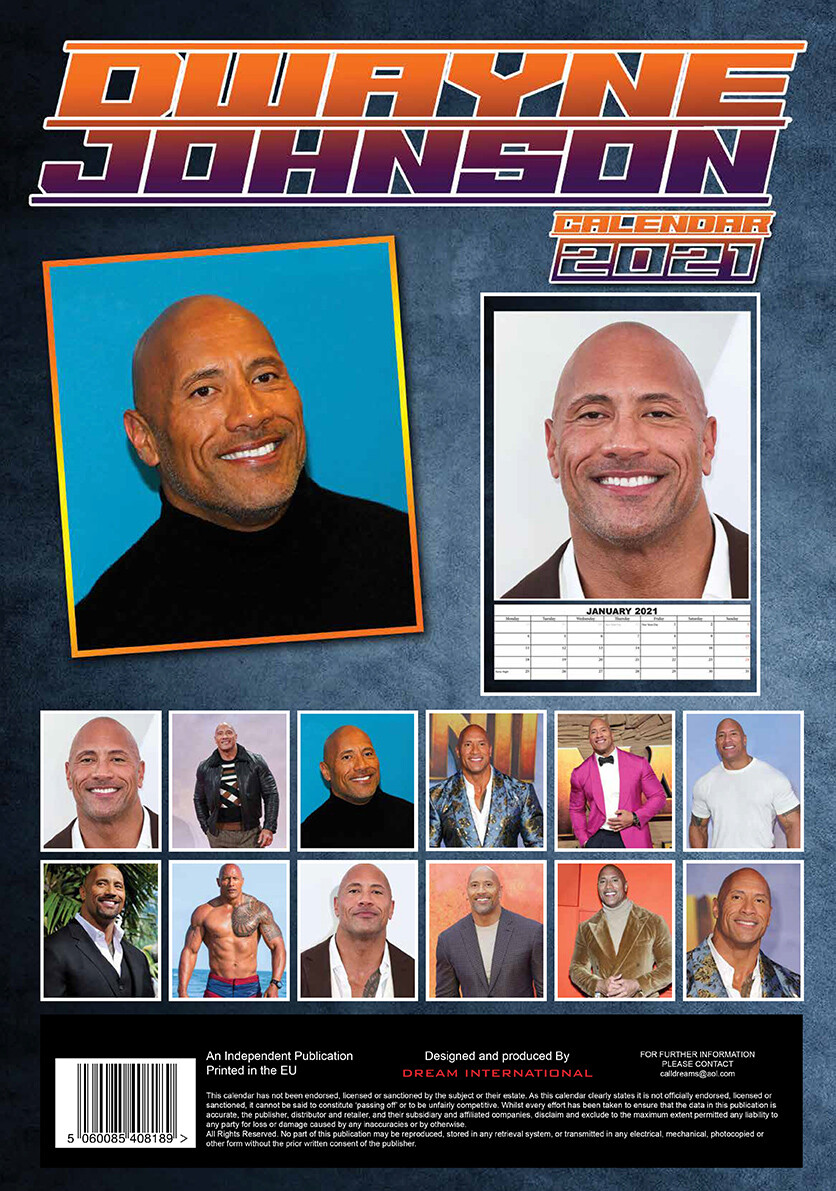 Dwayne Johnson - Calendarios de pared 2021 | Consíguelos en Posters.es