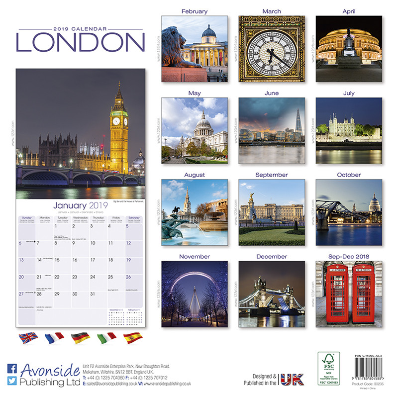 London - Calendarios de pared 2019 | Consíguelos en Posters.es