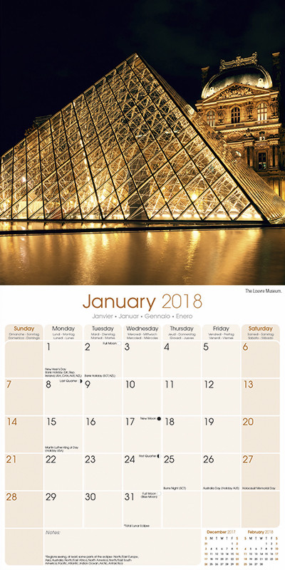 Paris - Calendarios de pared 2018 | Consíguelos en Posters.es