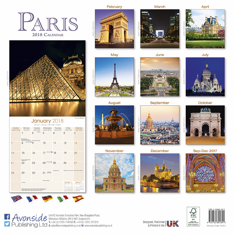 Paris - Calendarios de pared 2018 | Consíguelos en Posters.es