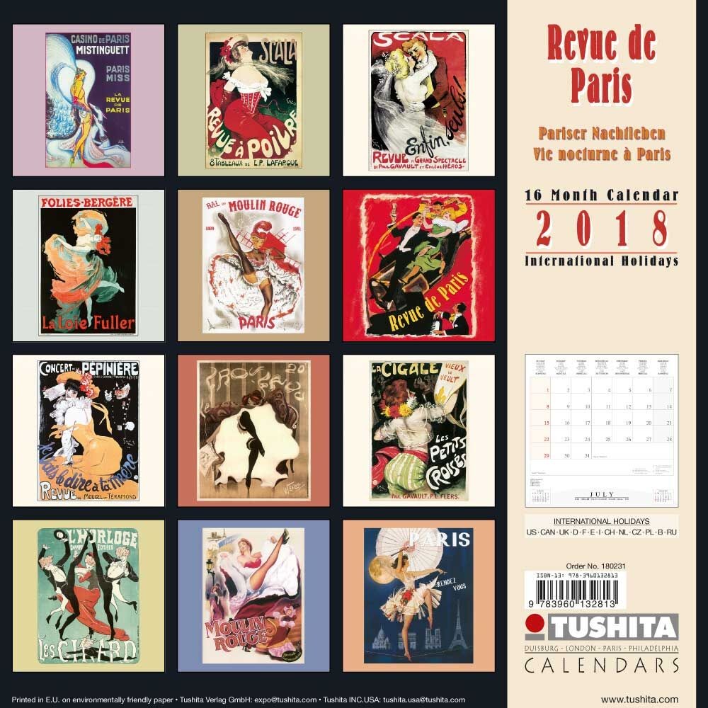 Revue de Paris - Calendarios de pared 2018 | Consíguelos en Posters.es