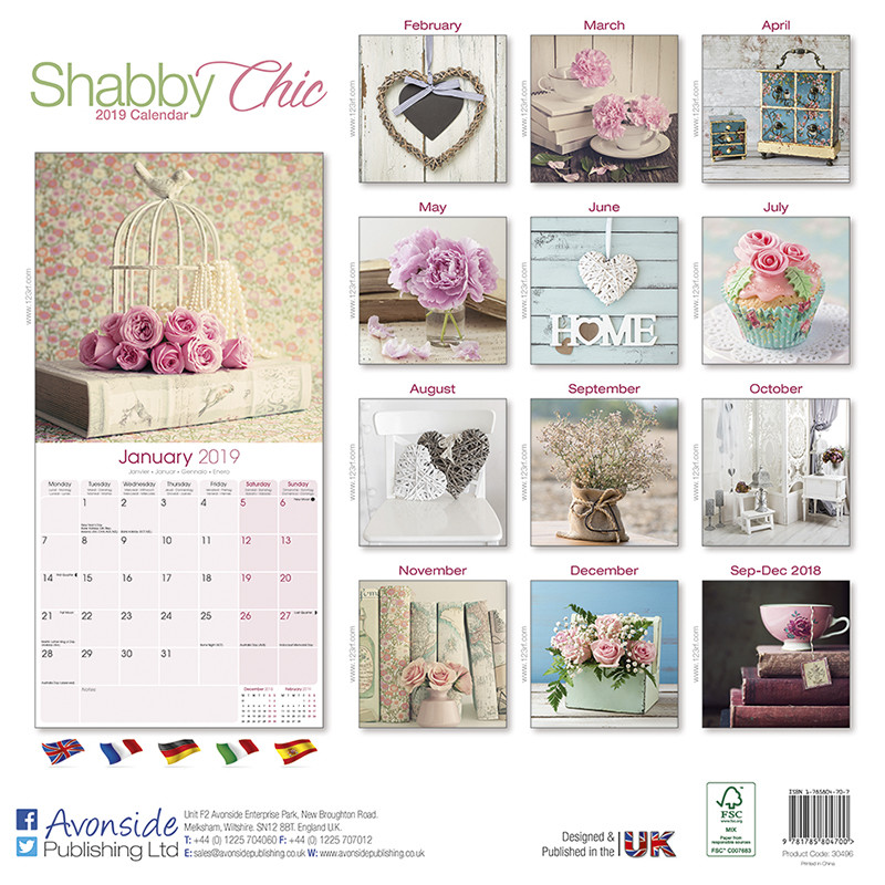 Shabby Chic - Calendarios de pared 2019 | Consíguelos en Posters.es