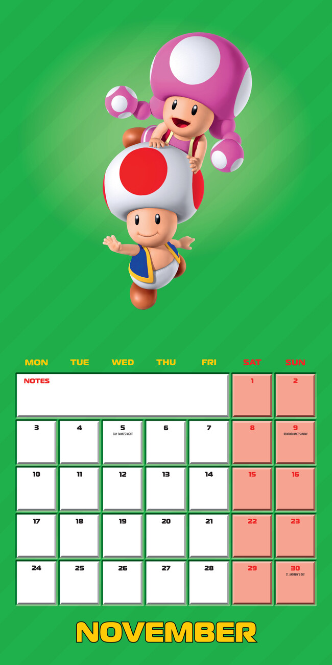Super Mario - Calendarios de pared 2025 | Consíguelos en Posters.es