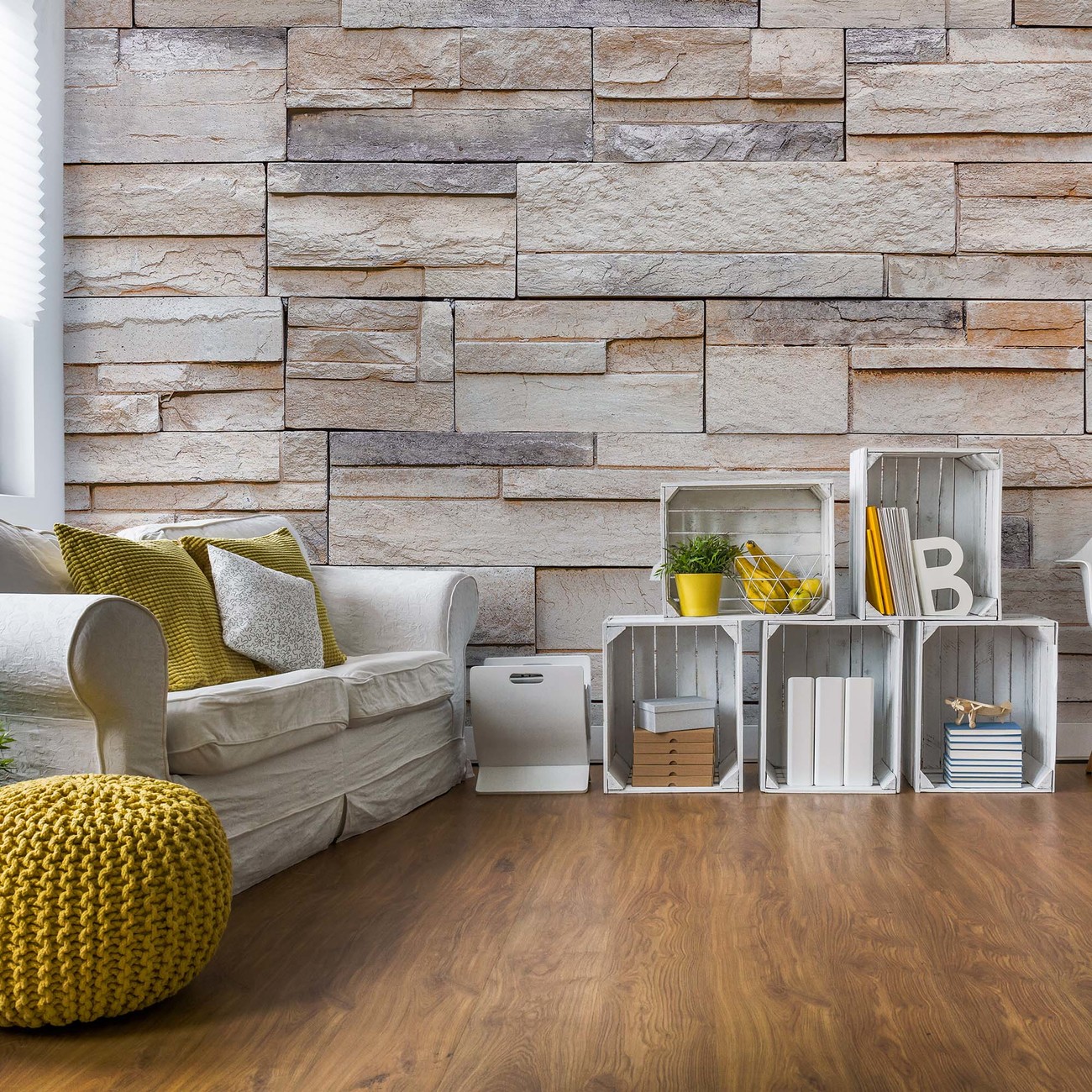 Carta da parati - Light Stone Wall Texture | EuroPosters.it