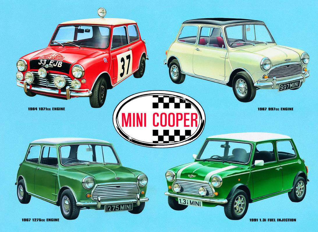 MINI COOPER COLLAGE | Letreros retro coleccionables para tu pared