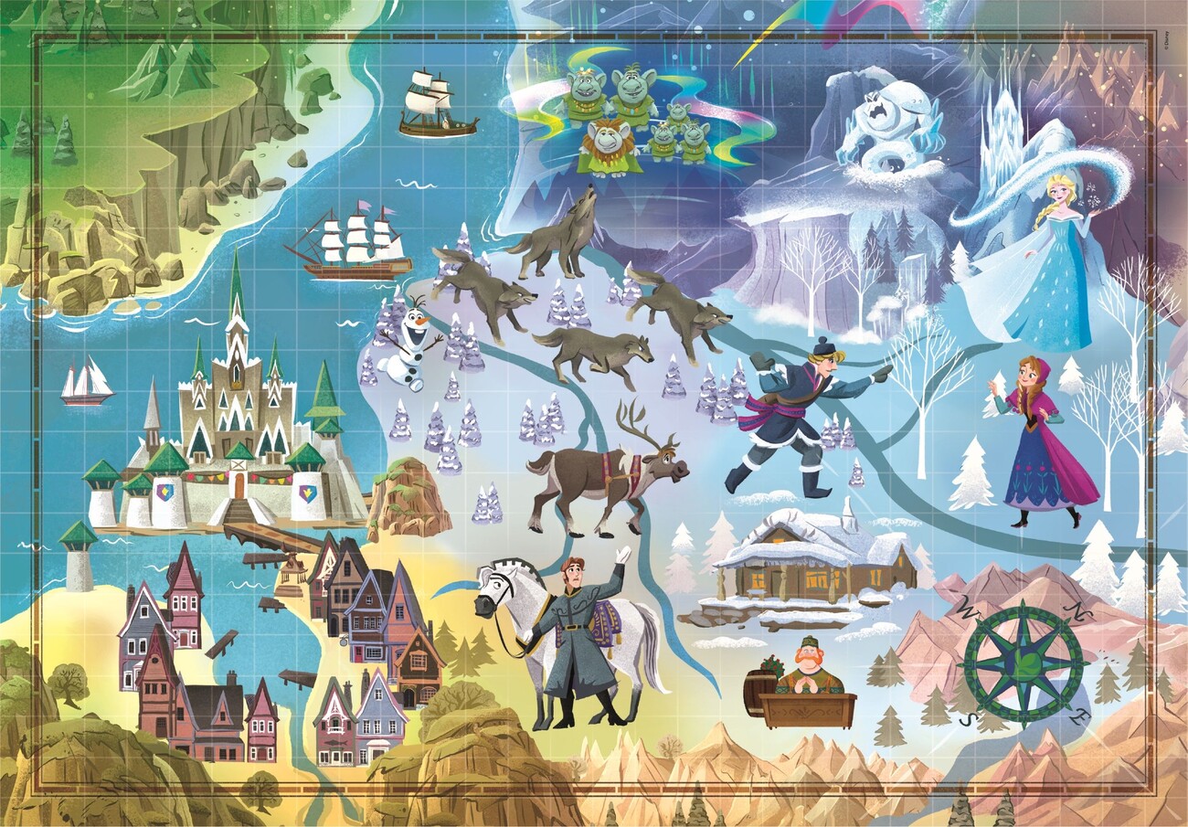 Puzzle Disney Maps - Frozen | Pomysły na oryginalne prezenty | Posters.pl