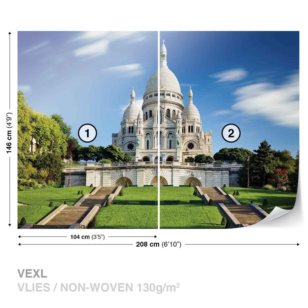 Basilica Sagrado Corazon Paris Fotobehang, Behang - Bestel nu op ...