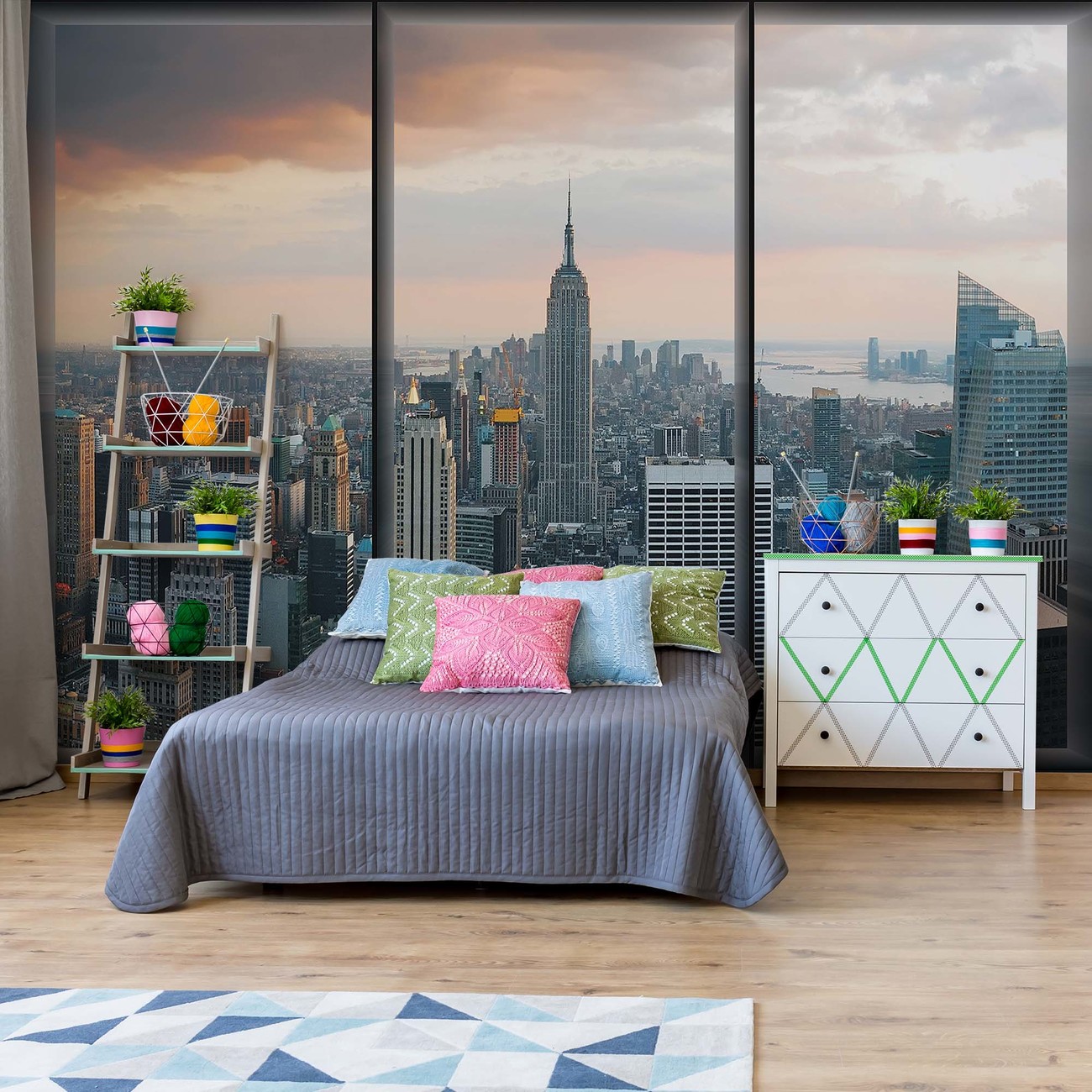 New York Skyline Window View Fotobehang, Behang - Bestel nu op ...