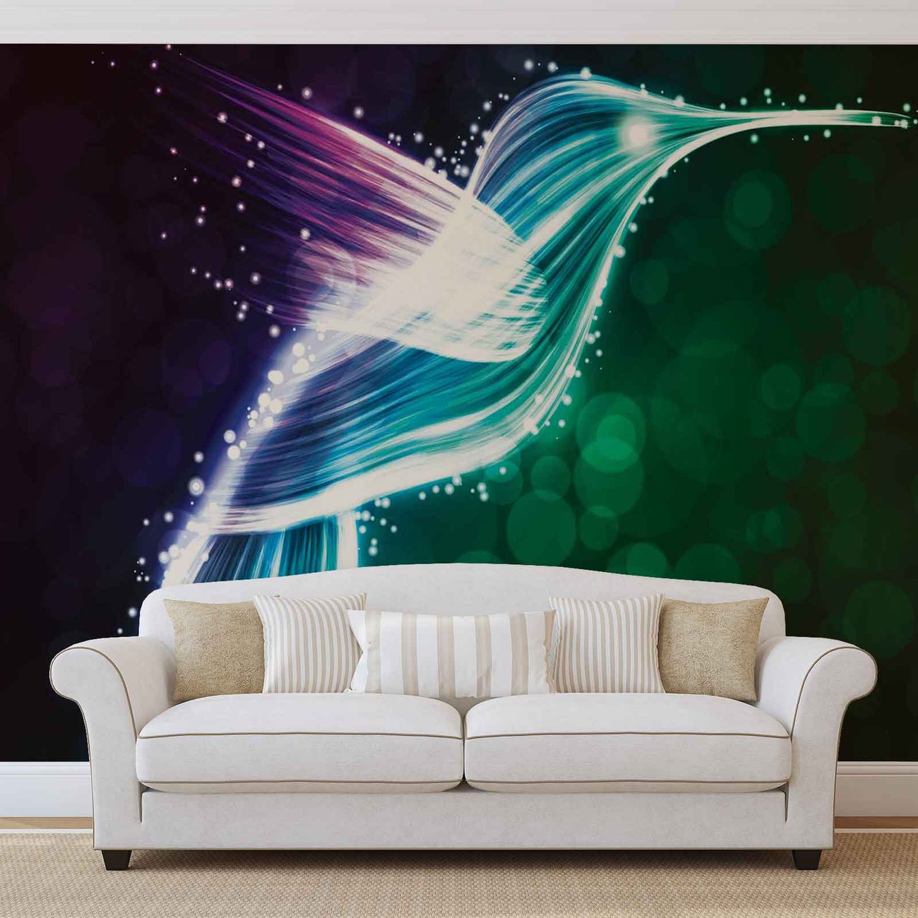 Fotomural Colibri colores neon, Papel pintado | Posters.es