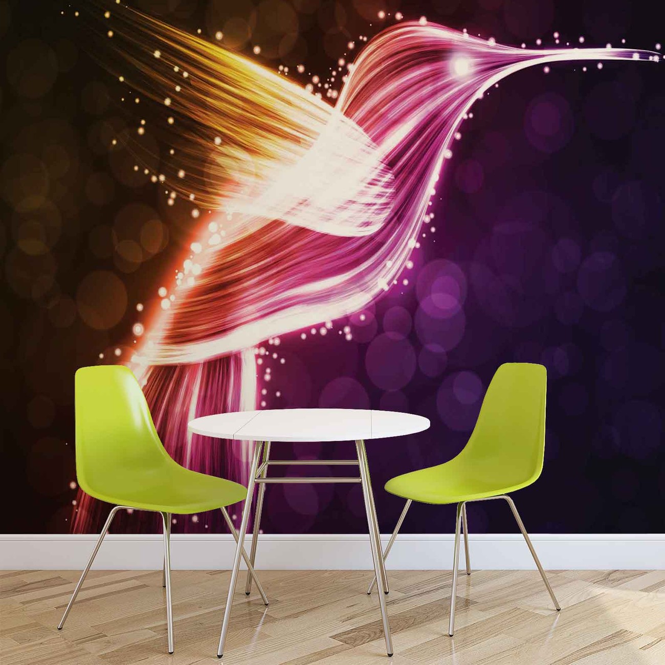 Fotomural Colibri colores neon, Papel pintado | Posters.es