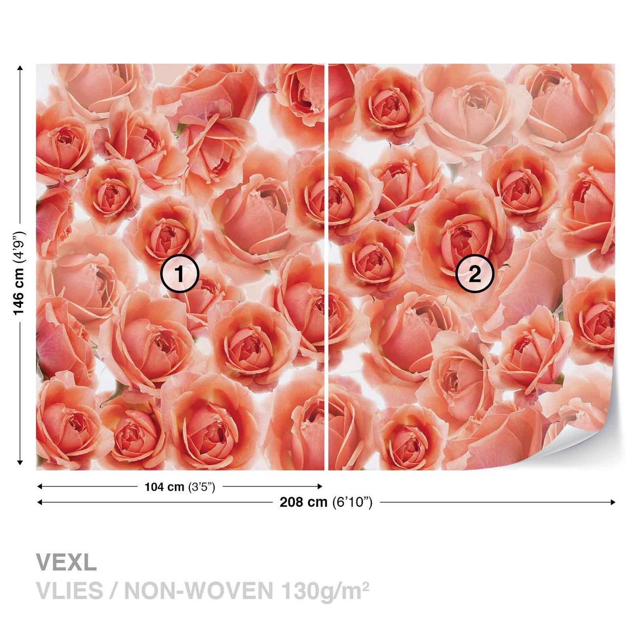 Fotomural Flores Rosas Rojas, Papel pintado | Posters.es