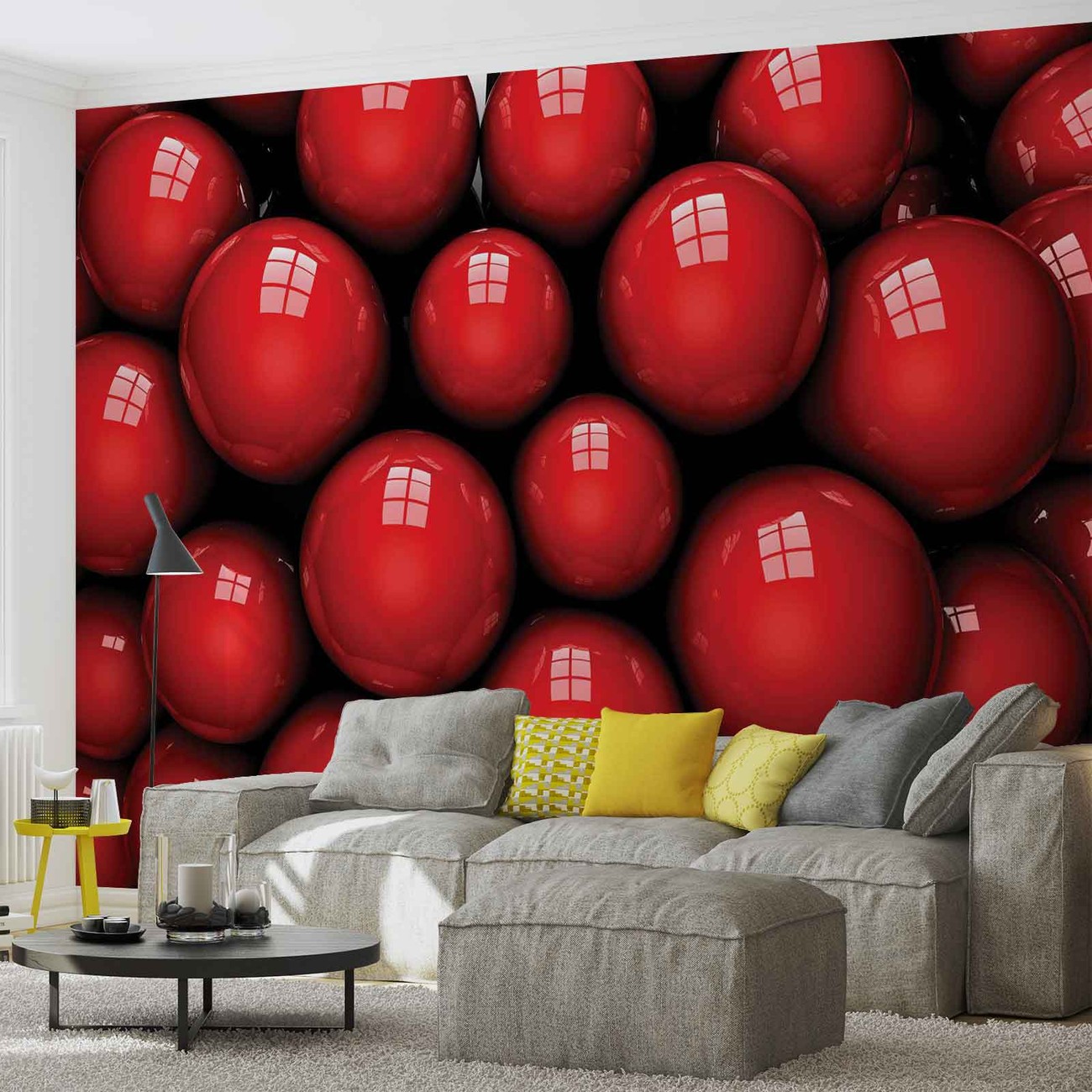 Fotomural Resumen moderno bolas rojas, Papel pintado | Posters.es