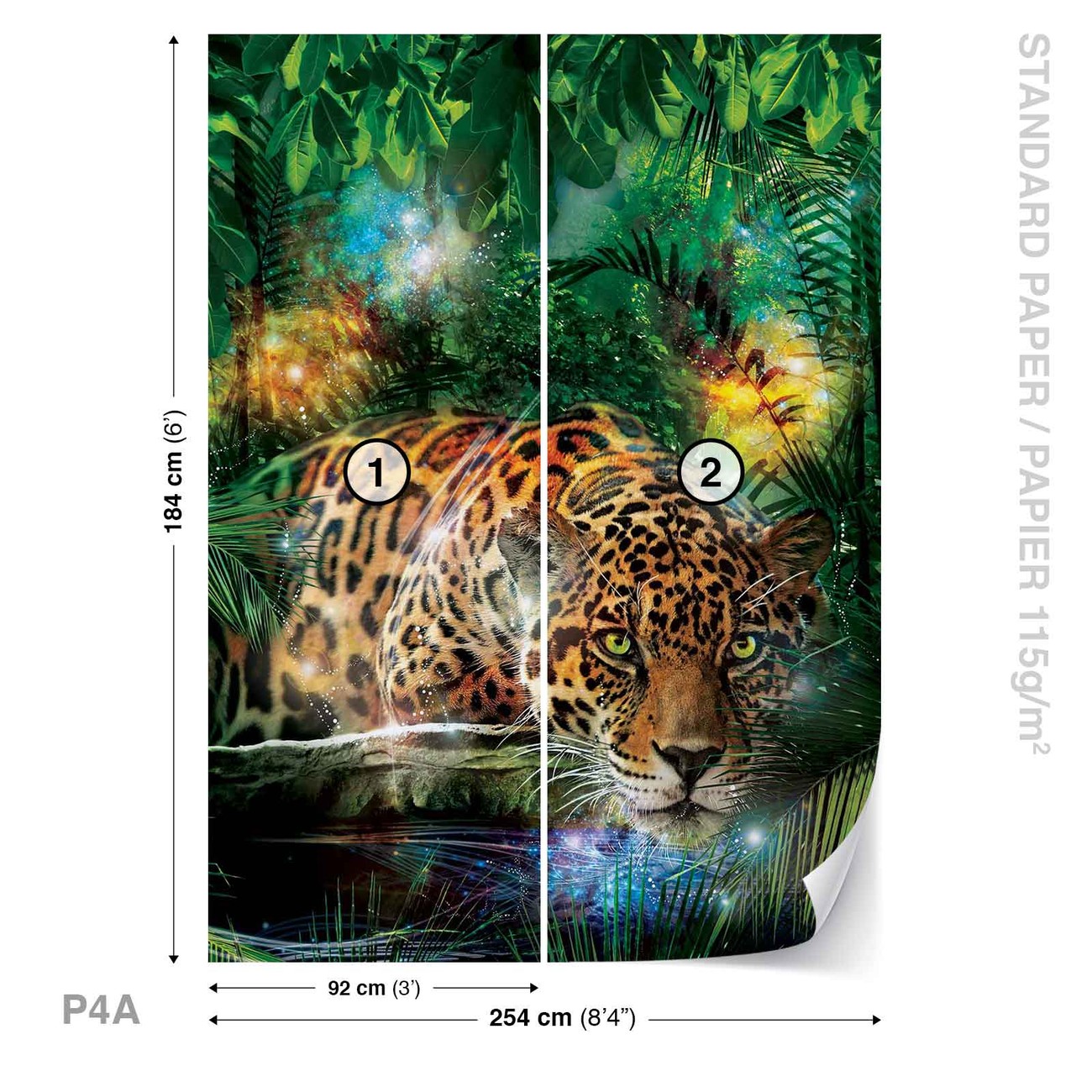 Leopard In Jungle Fototapet, Tapet på EuroPosters.se