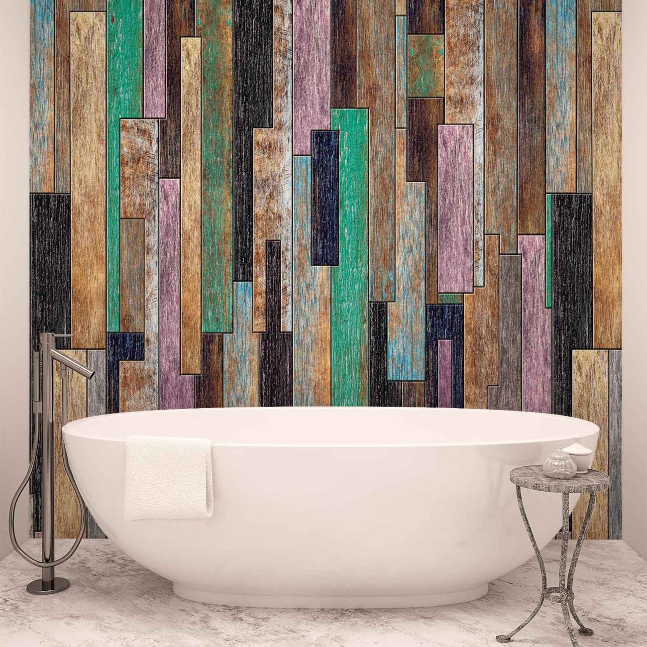 Wood Planks Painted Rustic Fototapet, Tapet på EuroPosters.se