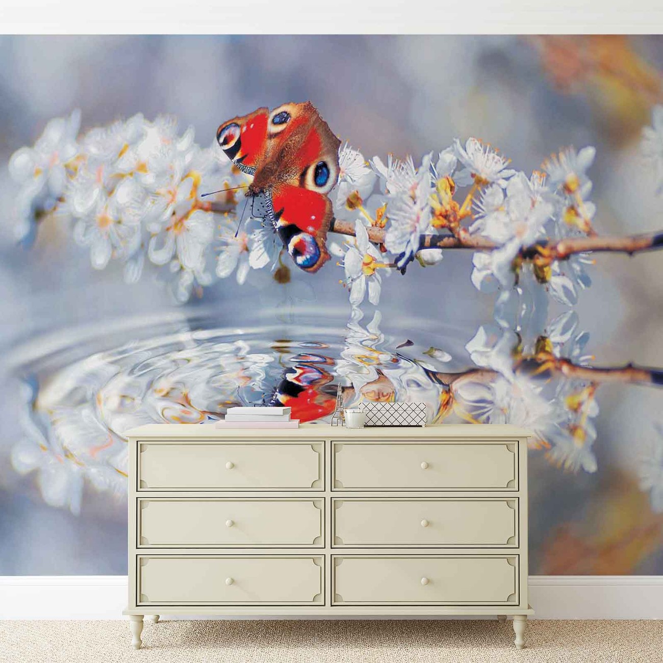 Butterfly Flower Scene Fotótapéta, Fali tapéta, Tapéta az Europosters.hu-n