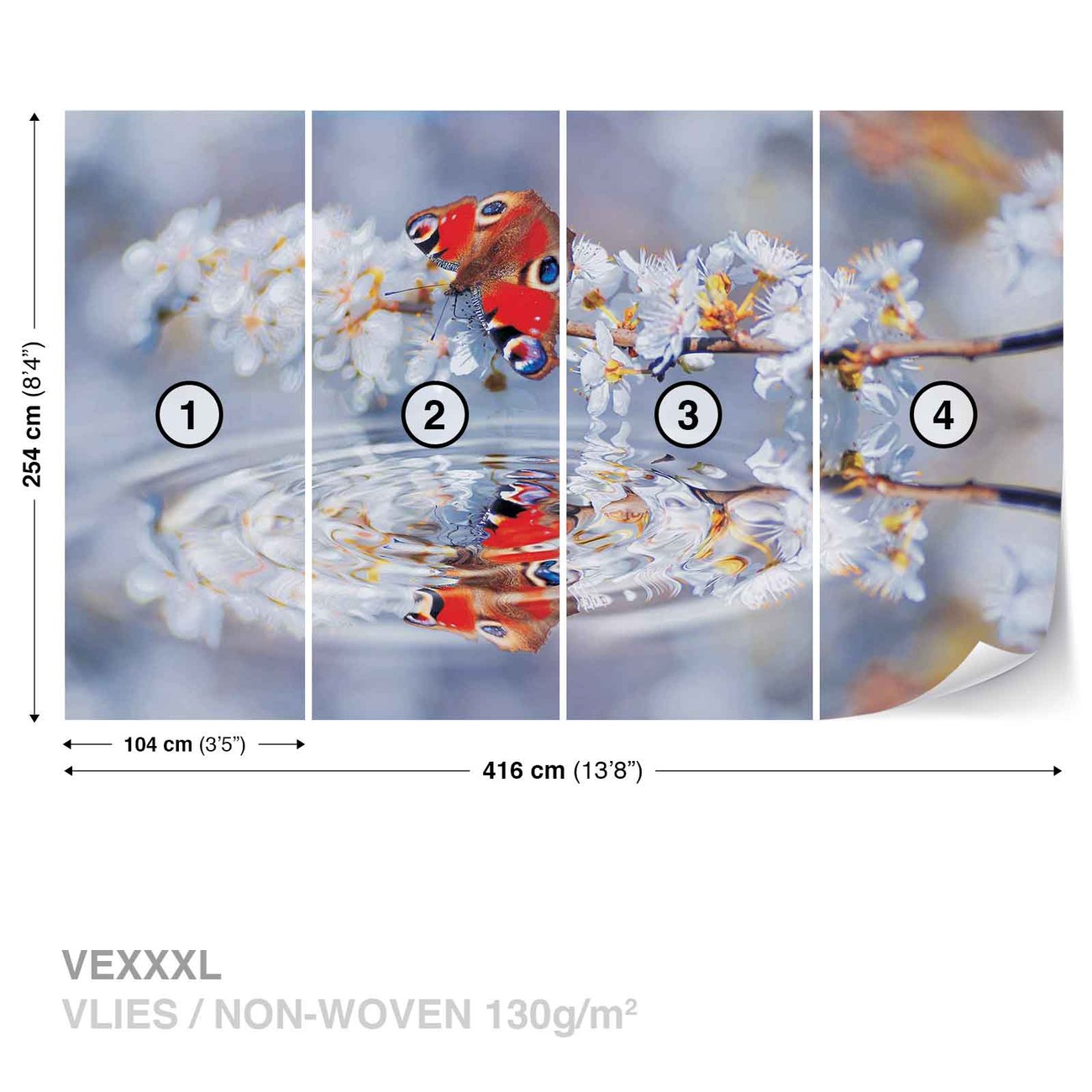 Butterfly Flower Scene Fotótapéta, Fali tapéta, Tapéta az Europosters.hu-n