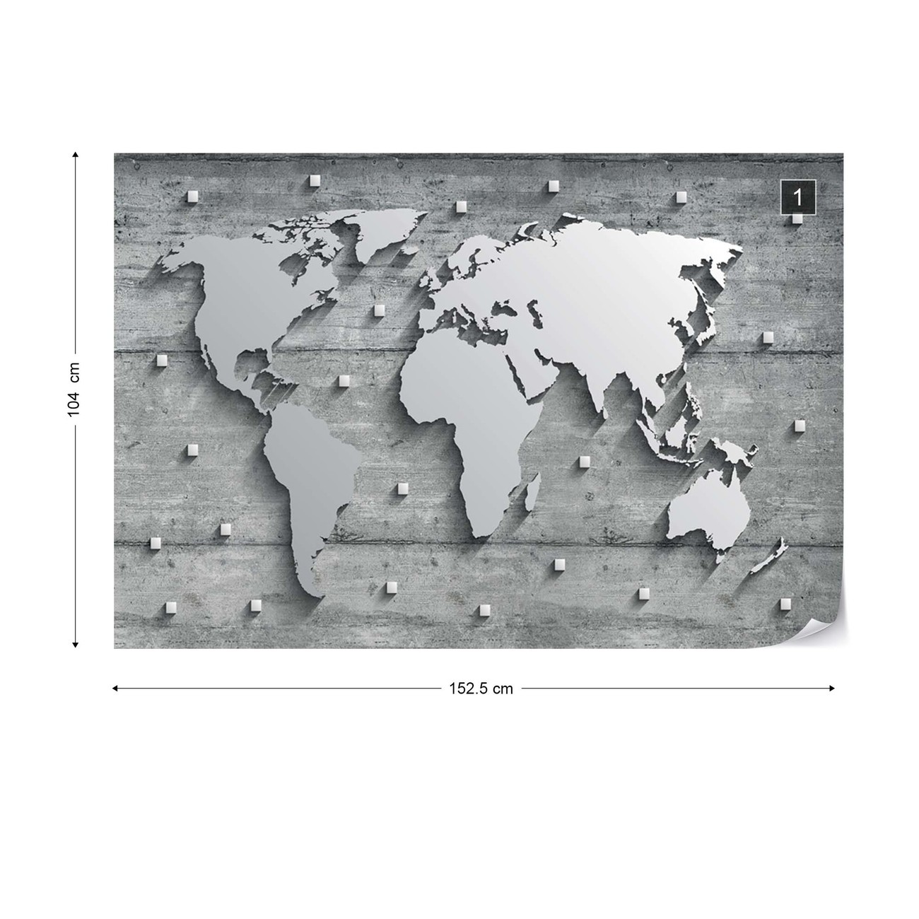 Fototapete, Tapete Modern 3D World Map Concrete Texture bei EuroPosters ...