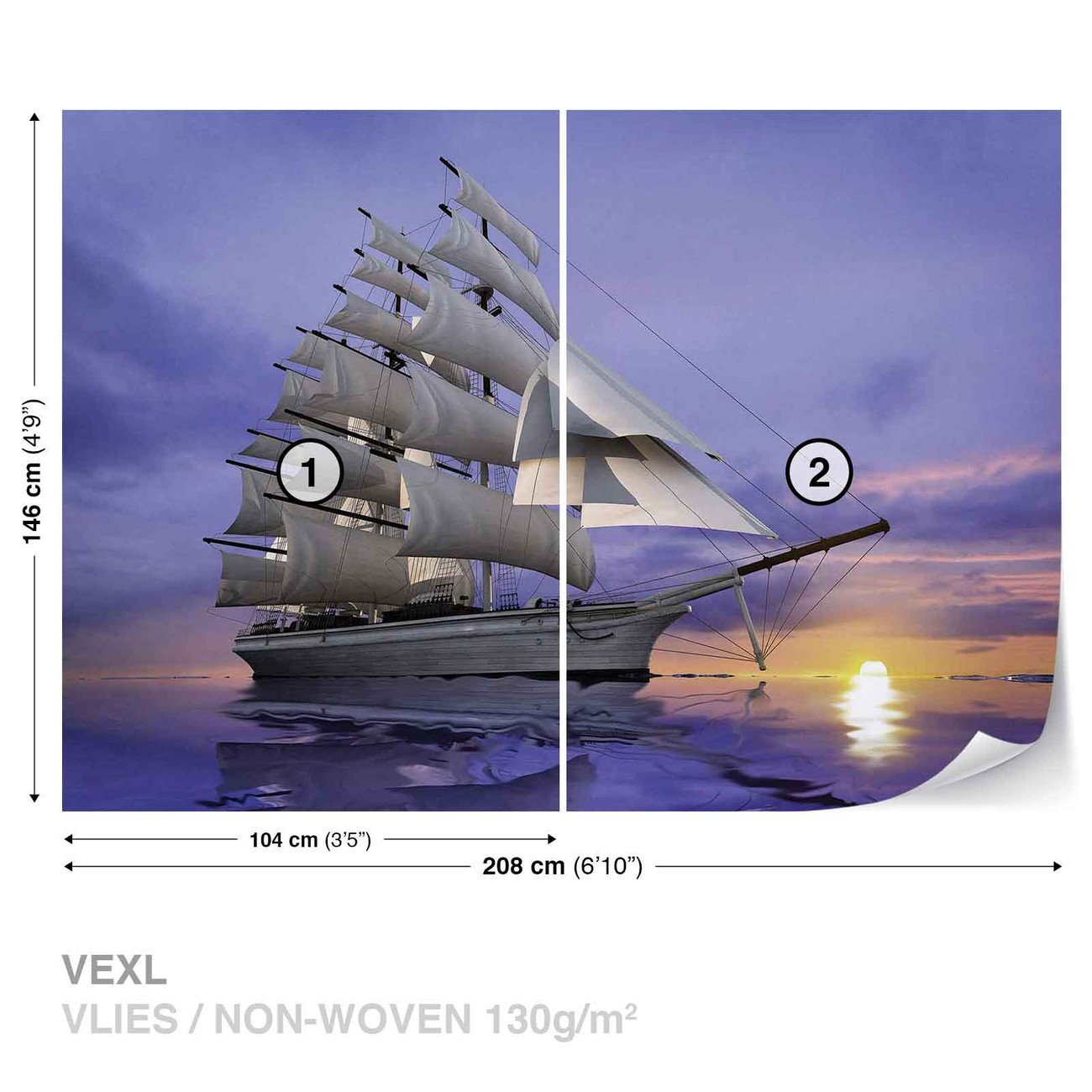 Fototapete, Tapete Segelschiff Segeln Sonnenuntergang bei EuroPosters ...