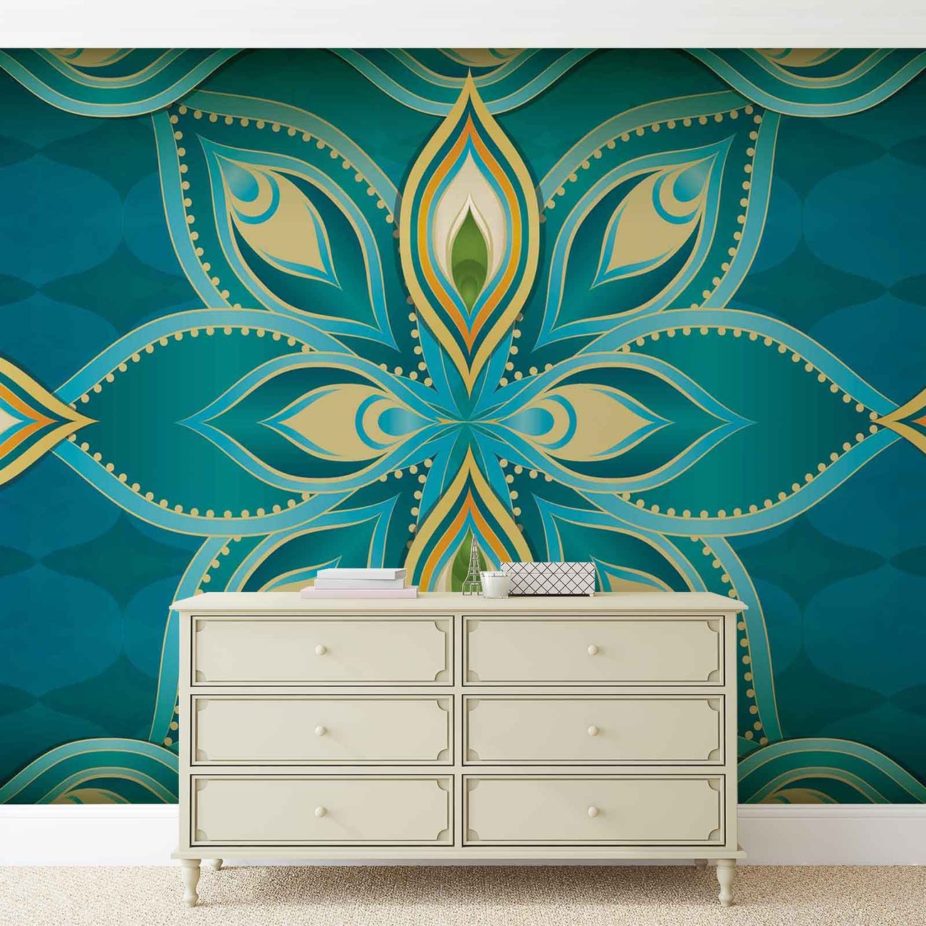 Abstract Art - Mandala Fototapet, Tapet på Europosters.dk