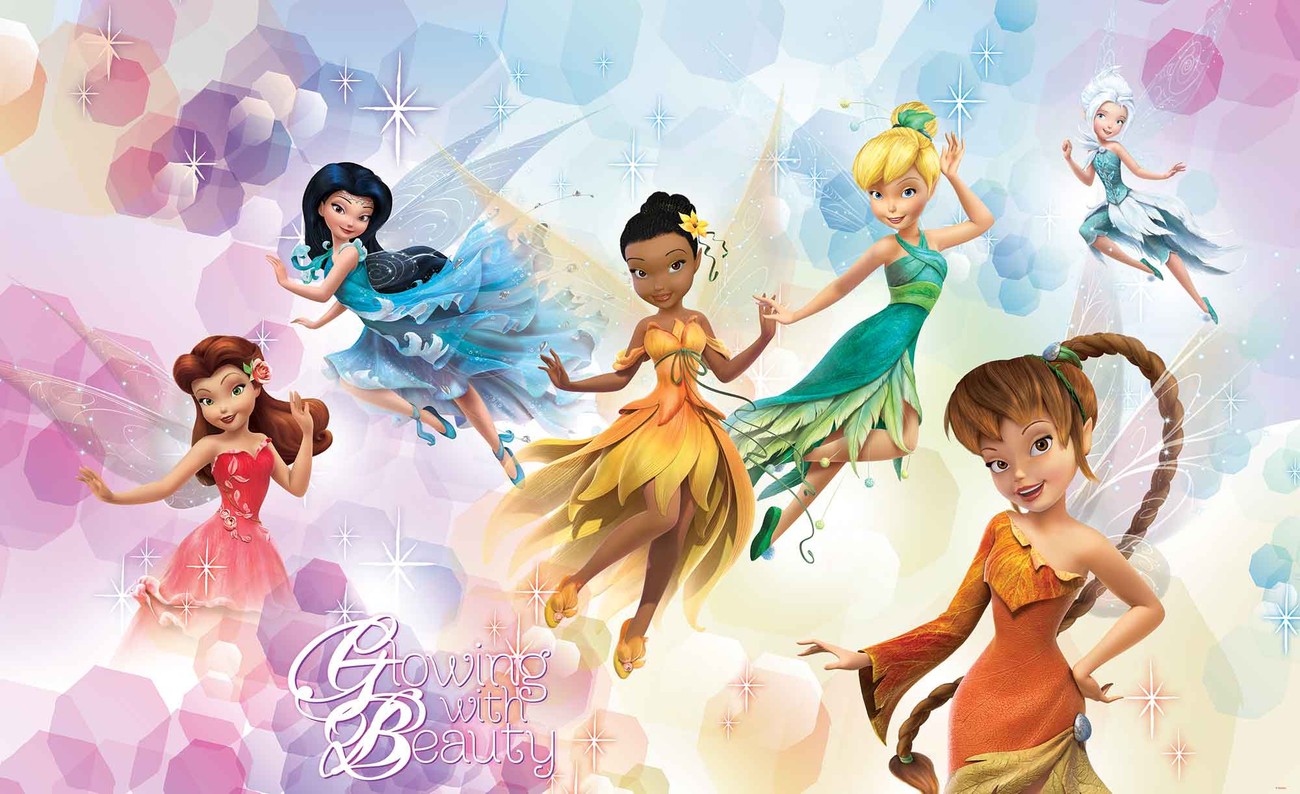 Disney Fairies Iridessa Fawn Rosetta Fototapet, Tapet på Europosters.dk