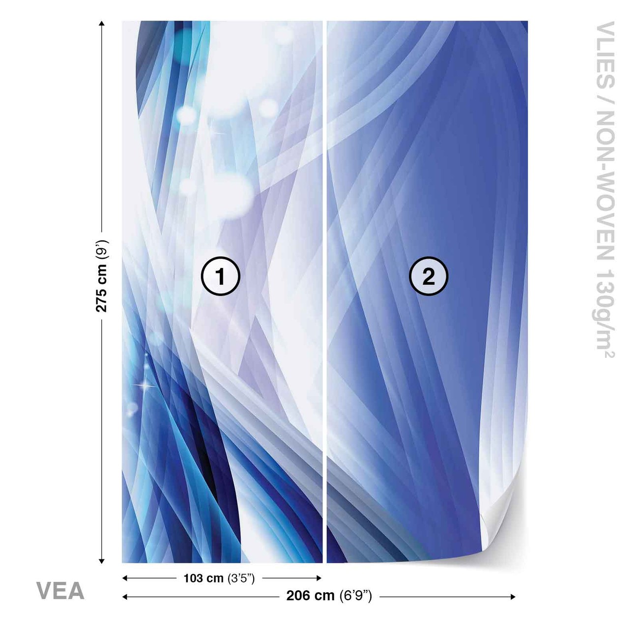 Abstraktní umění - modrá fototapeta, tapeta na zeď na Posters.cz