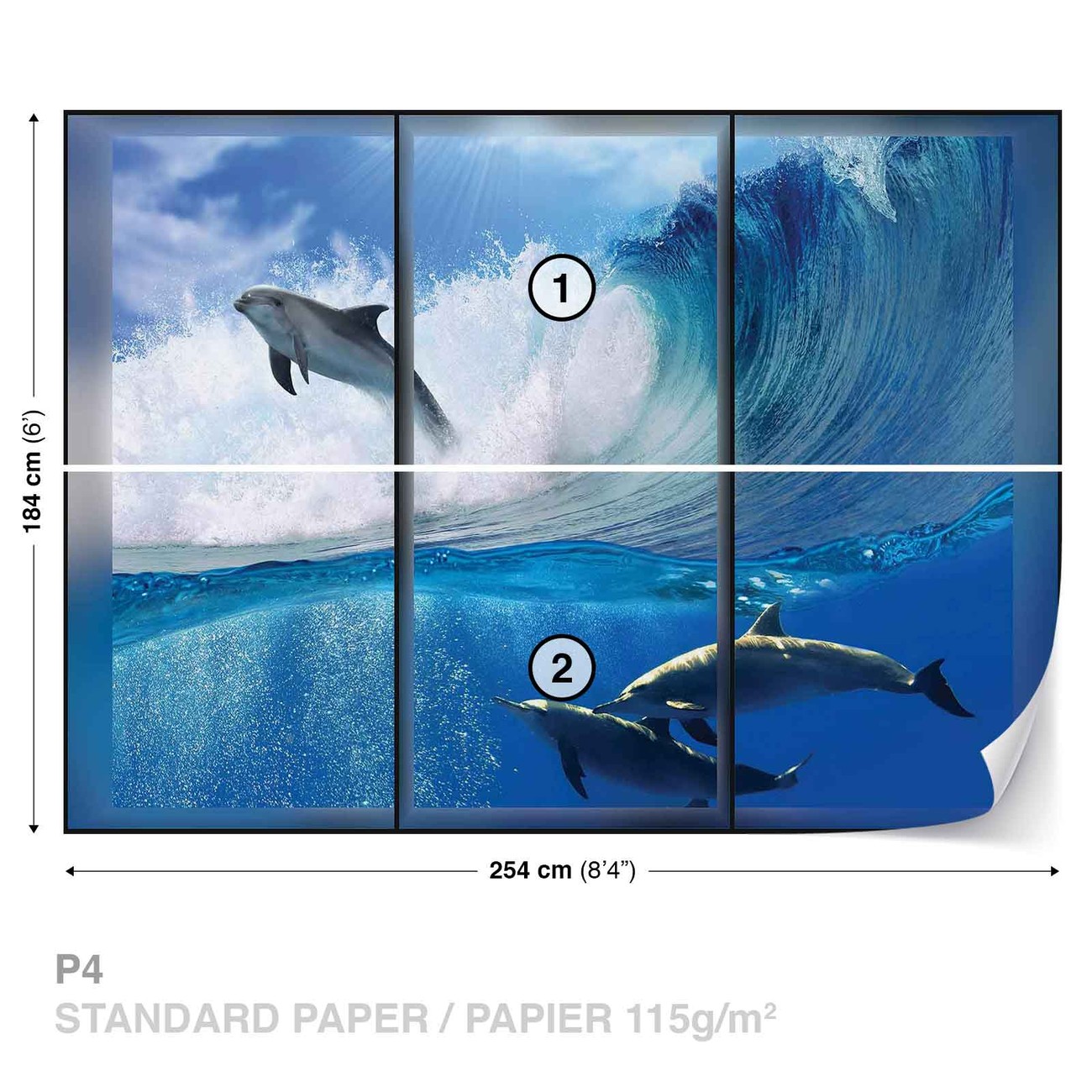 Delfíni, moře, vlny fototapeta, tapeta na zeď na Posters.cz