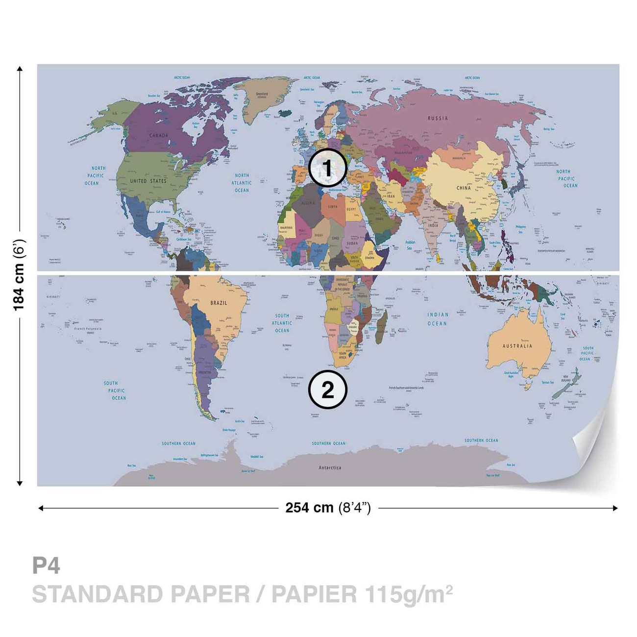 Mapa světa fototapeta, tapeta na zeď na Posters.cz