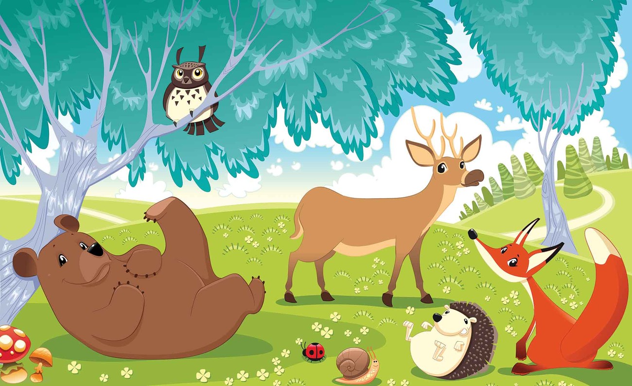 Zvířata v lese fototapeta, tapeta na zeď na Posters.cz