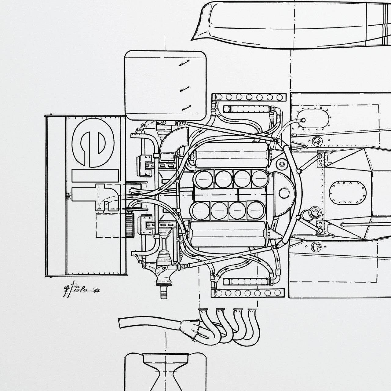 Art Print Giorgio Piola Technical Drawing - Tyrrell P34B - 1977 l ...