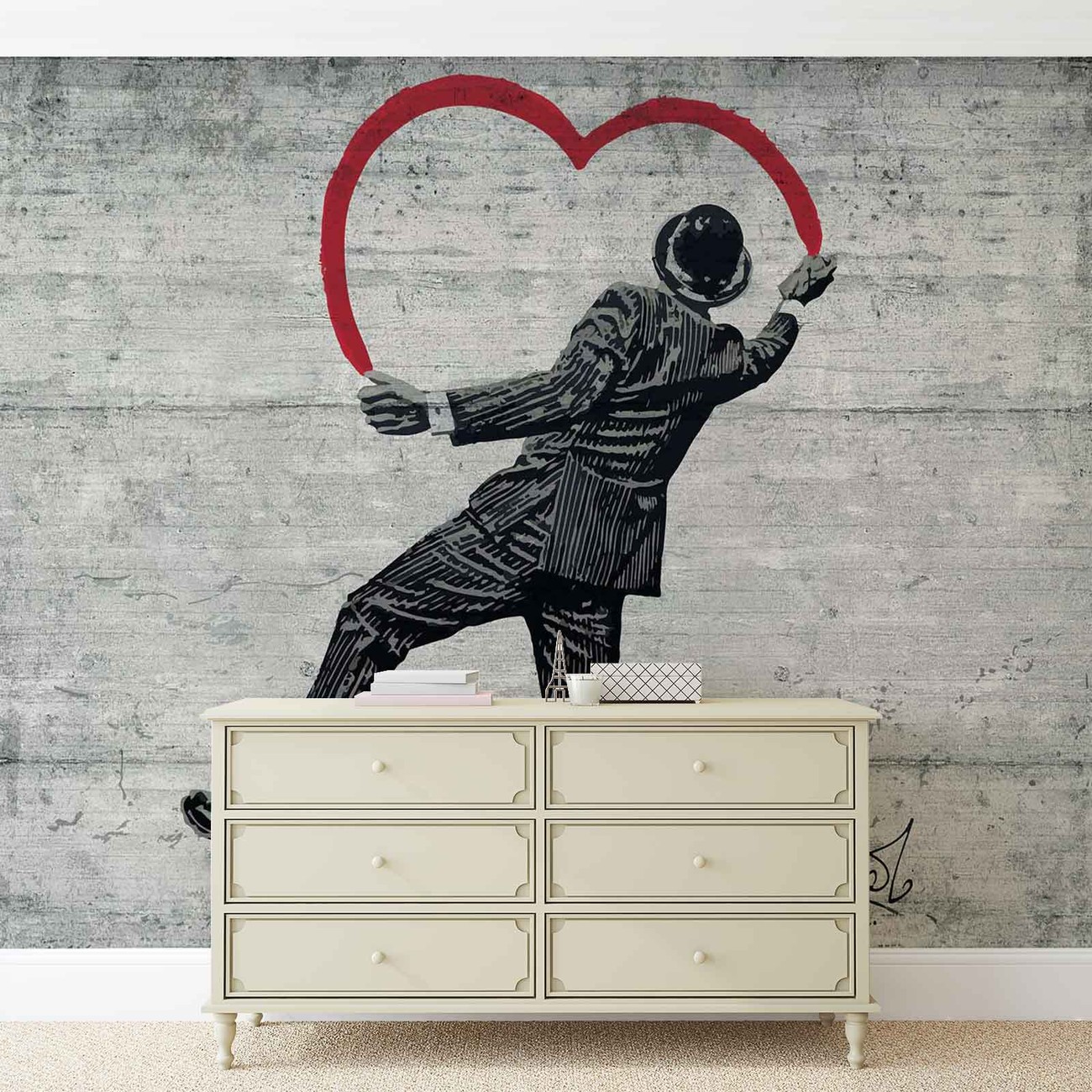 Banksy Graffiti pared de concreto fotomural de pared decorativo ...