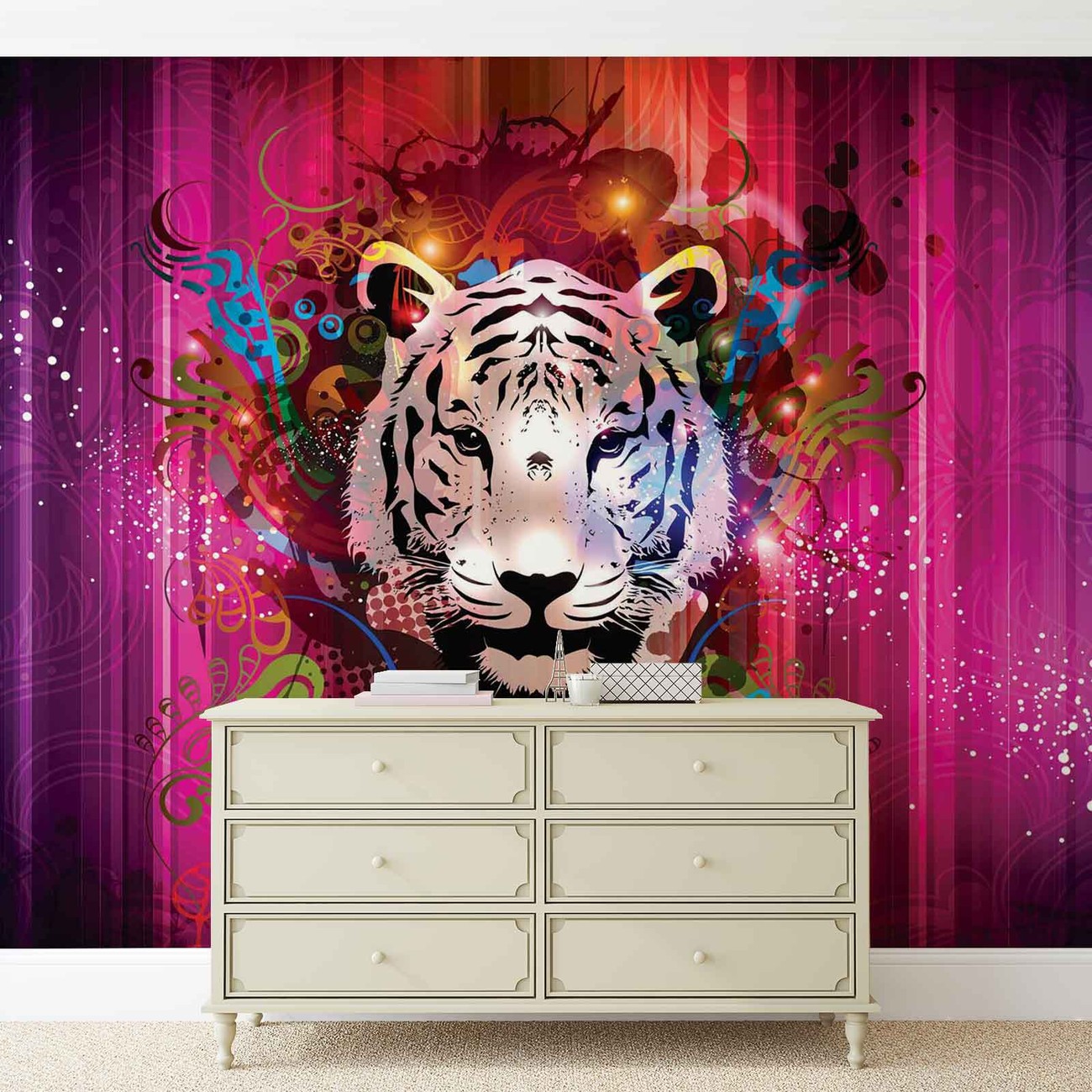 Tigre abstracto fotomural de pared decorativo | Papeles pintados ...