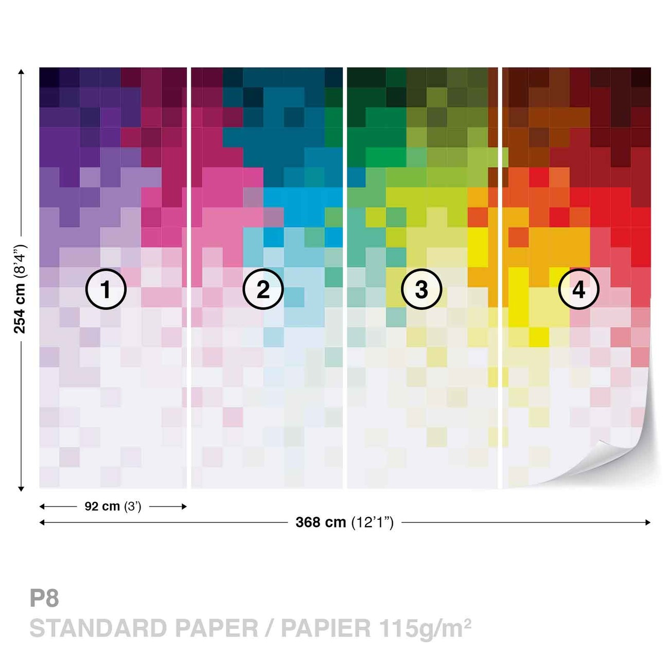 Rainbow Pattern Pixel Wall Mural | Buy online at Europosters