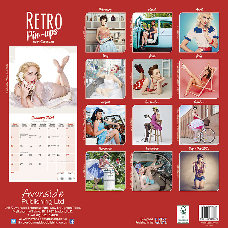 Retro Pin Ups - Wandkalender 2024 | Kaufen bei Europosters