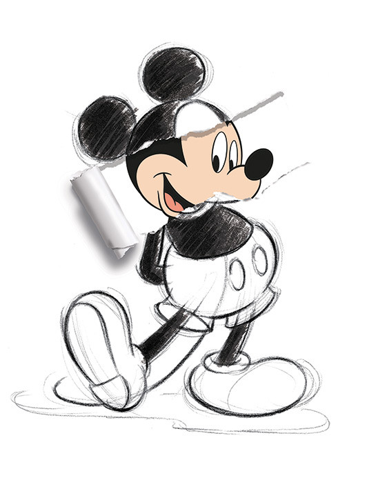 Leinwanddruck Micky Maus (Mickey Mouse) - Torn Sketch | Canvas ...