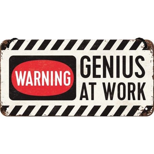 Warning! Genius at Work | Collectible retro metal signs for your wall