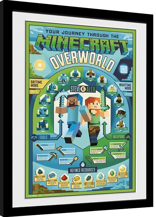 Inramad affisch Minecraft - Owerworld Biome | Posters, tavlor | Europosters