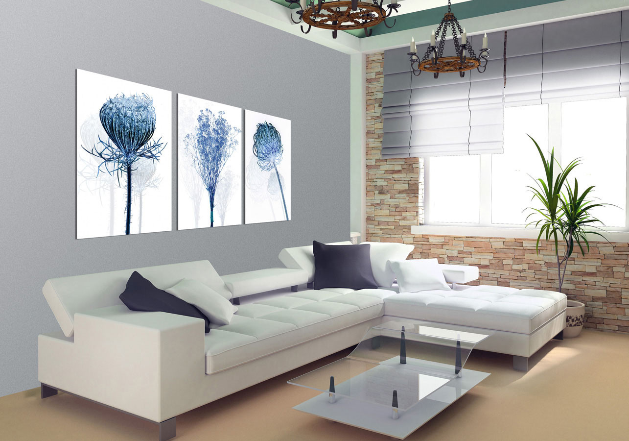 Modern Design - Blue Flowers Mounted Art Print | Buy at EuroPosters